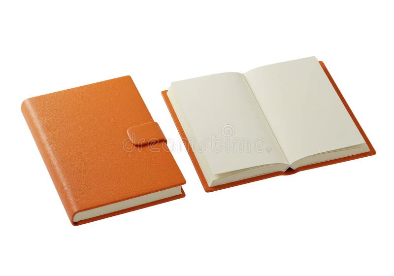 Top View Blank Orange Leather Diary on a White Background Stock ...