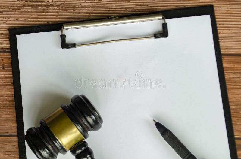 Top View of Blank Paper and Gavel with Customizable Space for Text ...