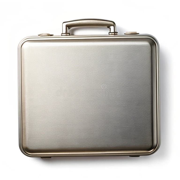 Top View of Blank Silver Metal Case on White Background Stock ...