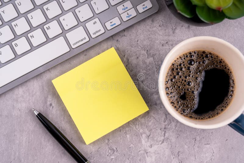 Blank Sticky Adhesive Note with a Cup of Coffee Stock Photo - Image of ...