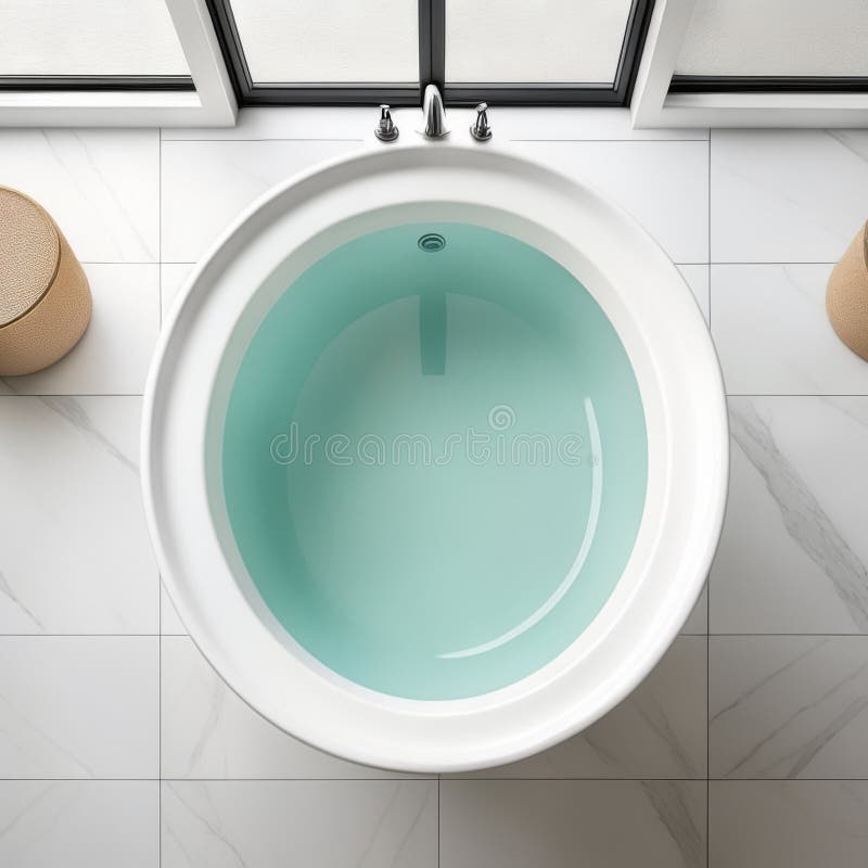 Top View of Blue Bathtub in Modern Bathroom, 3d Render Stock Illustration - Illustration of ...
