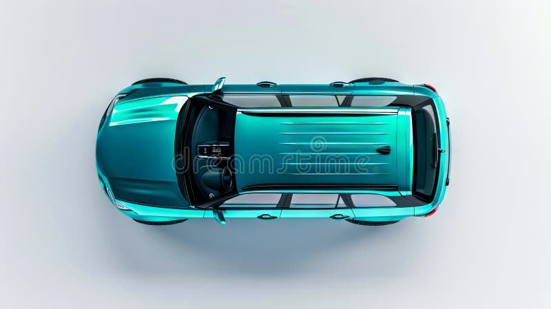 A Top View of a Blue Car on a White Background Stock Image - Image of ...