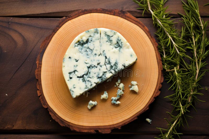 Top View of Blue Cheese on Cedar Plank with Grill Marks Stock Image ...