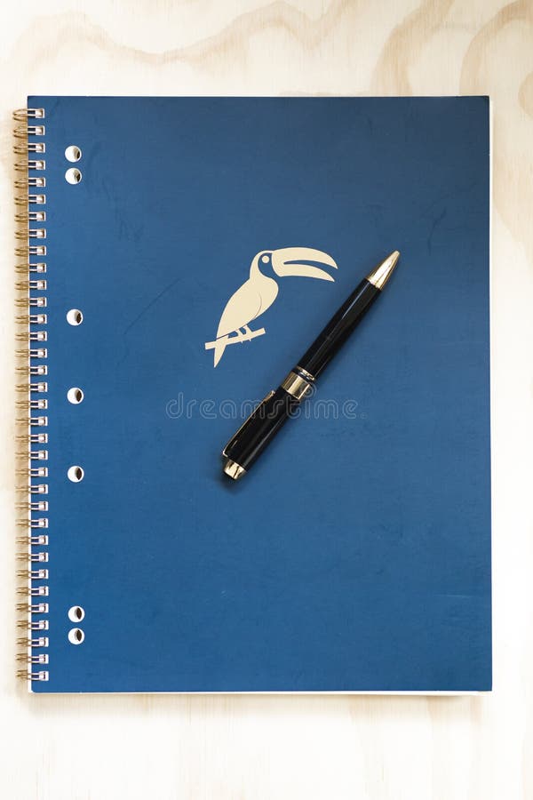 Top View of a Blue Copybook with a Pen on it Stock Photo - Image of ...