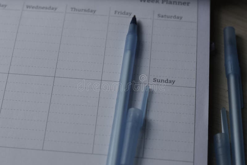 Top View of Blue Disposable Ballpoint Pens on the Table Stock Photo ...