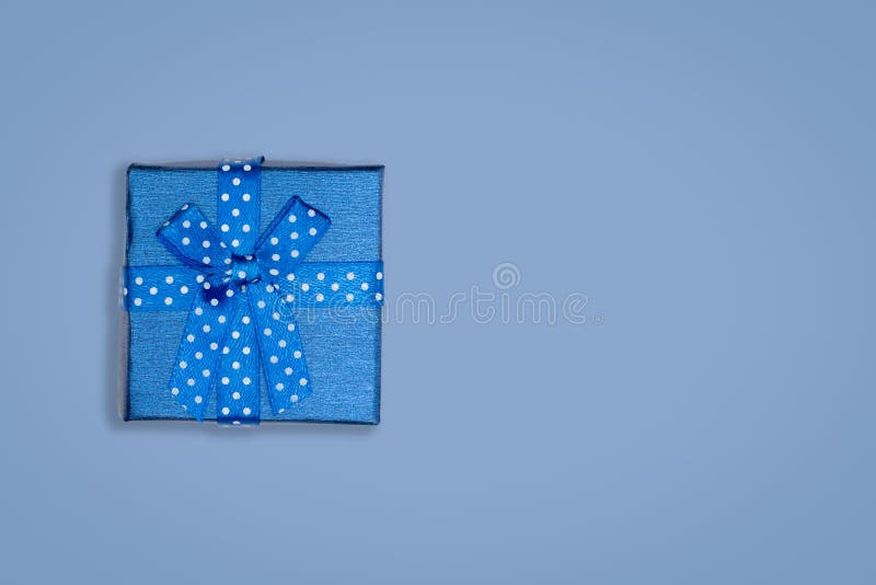 Top View of Blue Gift Box on Bluebackground. with Copy Space for Stock ...