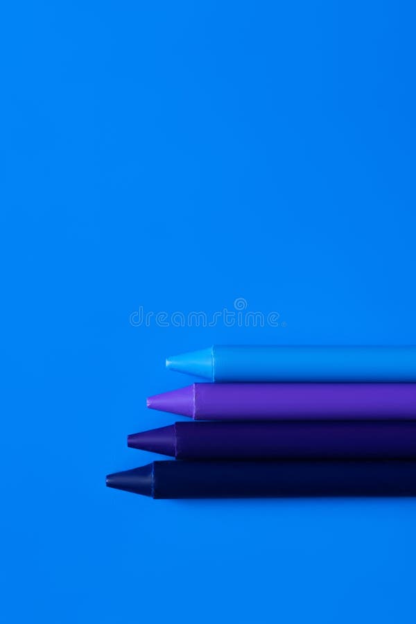 Top View of Blue Gradient Crayons Stock Image - Image of equipment ...