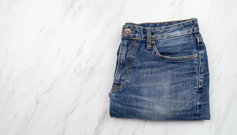 Top View, Blue Jeans on White Background. Stock Photo - Image of denim ...