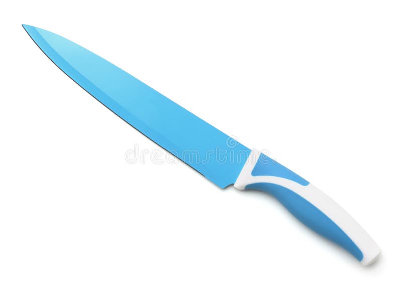 Top View of Blue Kitchen Knife Stock Photo - Image of view, cooking ...