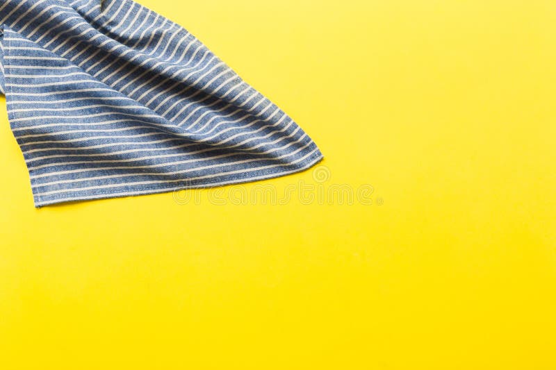 Top View with Blue Kitchen Napkin Isolated on Table Background. Folded ...