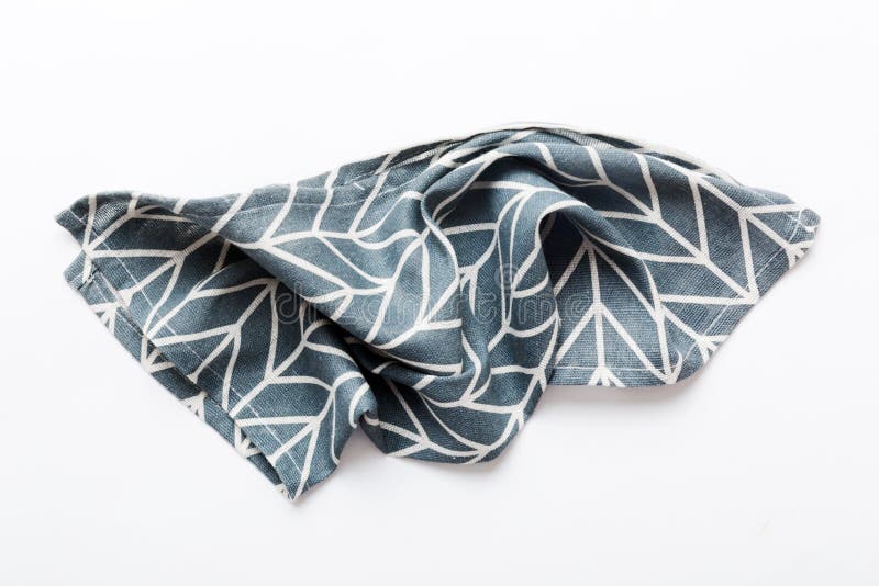 Top View with Blue Kitchen Napkin Isolated on Table Background. Folded ...