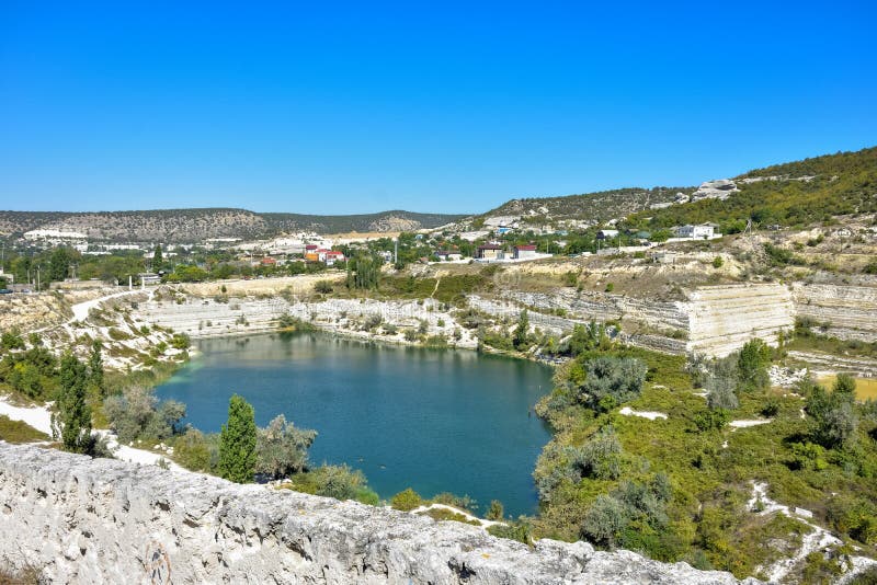 Top View of the Blue Lake in the Stone Quarry Blue Lake Flooded Stone ...