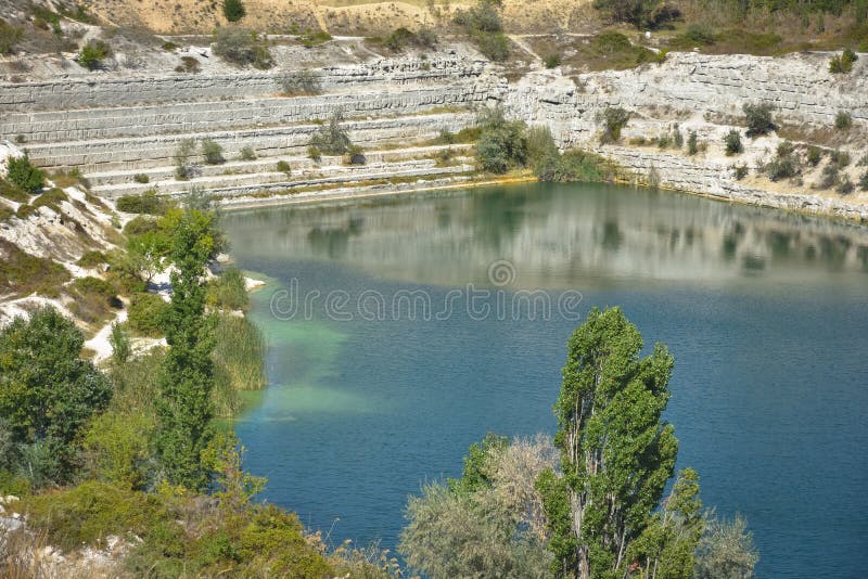 Top View of the Blue Lake in the Stone Quarry Blue Lake Flooded Stone ...