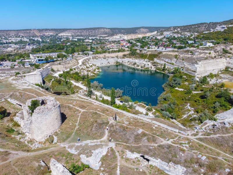 Top View of the Blue Lake in the Stone Quarry, Blue Lake, Flooded Stone ...