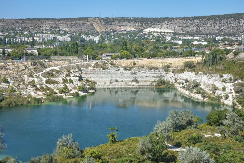 Top View of the Blue Lake in the Stone Quarry, Blue Lake, Flooded Stone ...