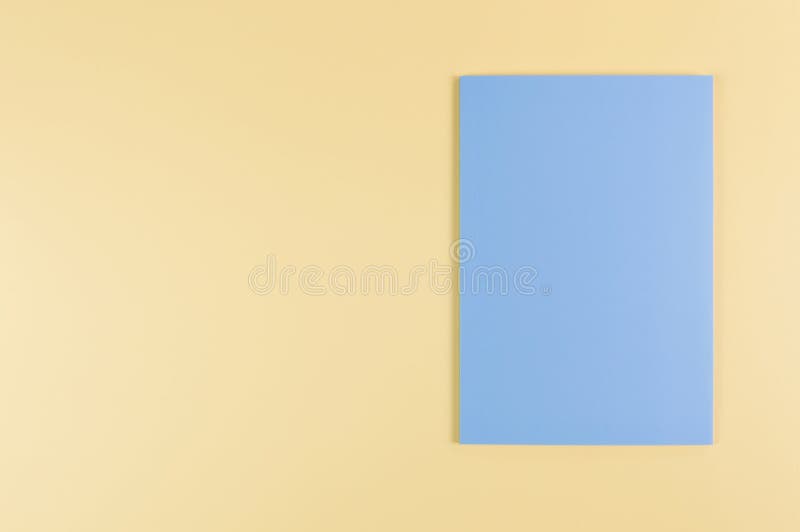 Top View of Blue Notebook on Yellow Background. School, Office ...