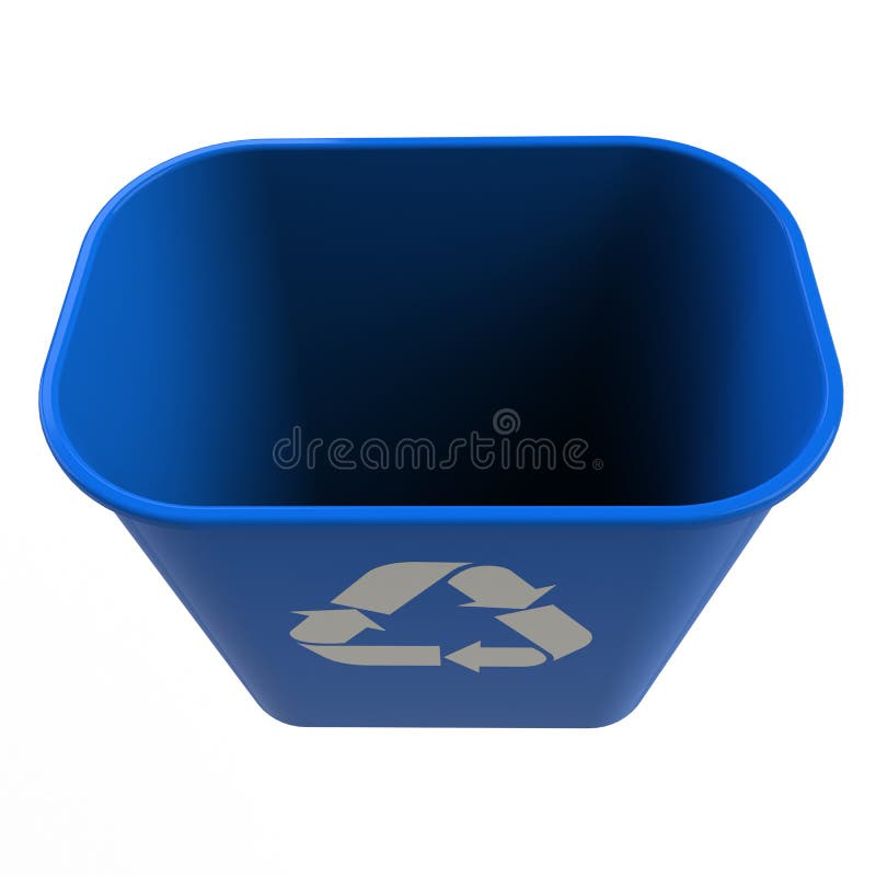 Top View of Blue Recycling Bin on a White Background Stock Illustration ...