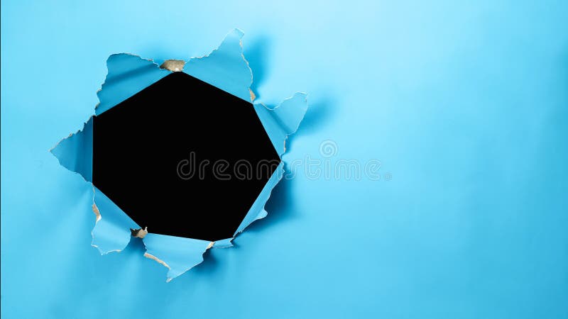 Top View of Blue Ripped Paper with Black Background Stock Photo - Image ...