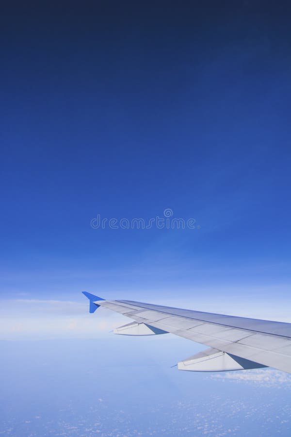 Top View Blue Sky with Wing of Airplane Stock Photo - Image of high ...