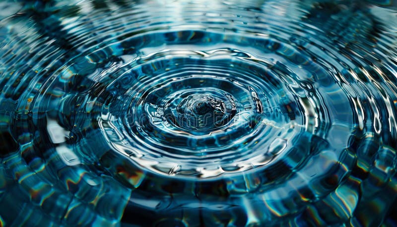 Top View of Blue Water Rings Circle Stock Illustration - Illustration ...