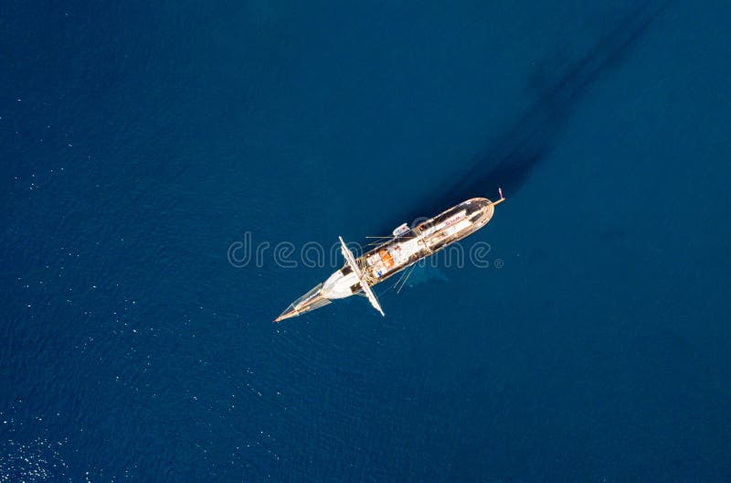 Top View of a Boat in the Middle of the Ocean Stock Photo - Image of ...