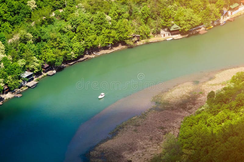 Top View of Boat on a River Stock Photo - Image of morava, kablarska ...