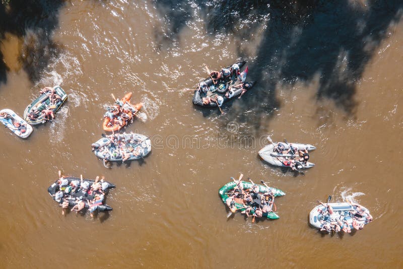 Top View of Boats Traveling on a River during Sunrise Editorial ...