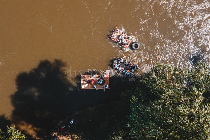 Top View of Boats Traveling on a River during Sunrise Editorial ...