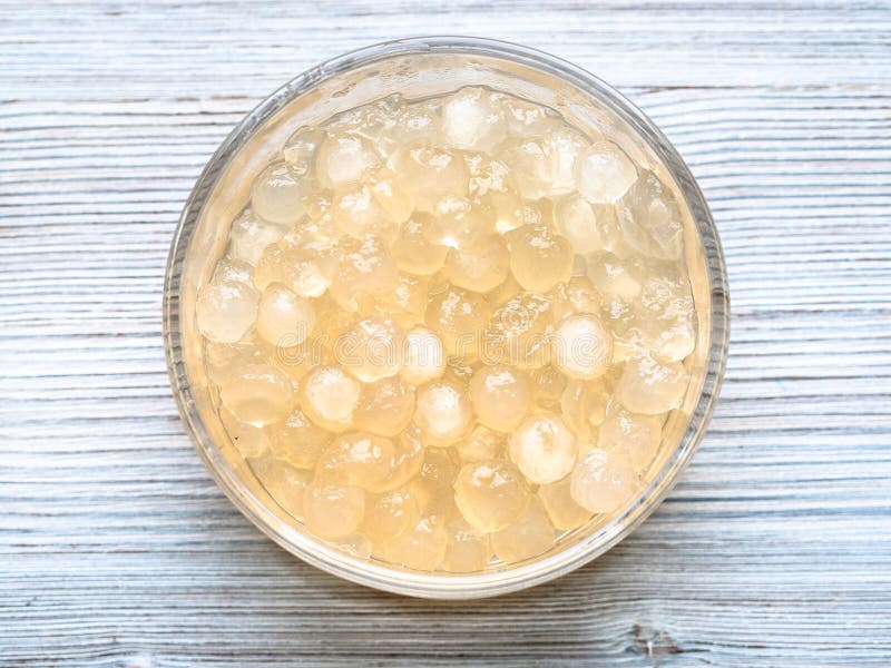 Top View of Boiled Tapioca Bubbles in Bowl on Gray Stock Photo - Image ...
