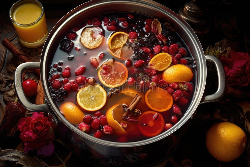 Top View of a Boiling Pot with Fruit and Sugar Mixture for Jam-making ...