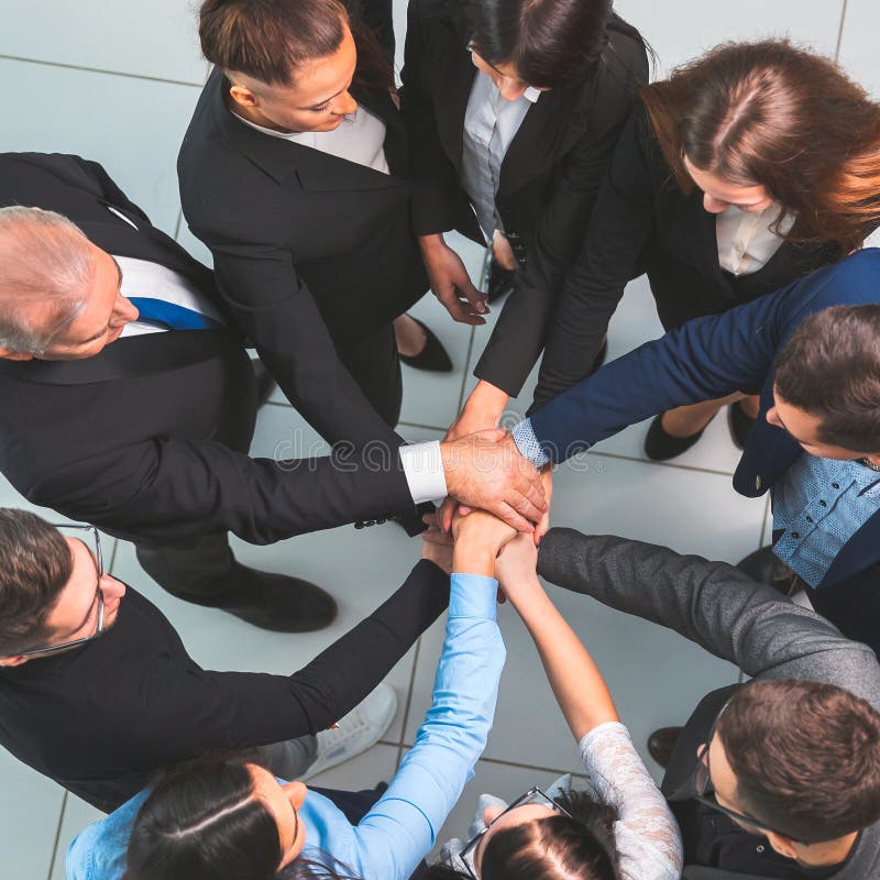Top View. Boss and Business Team Making a Stack of Hands Stock Image ...