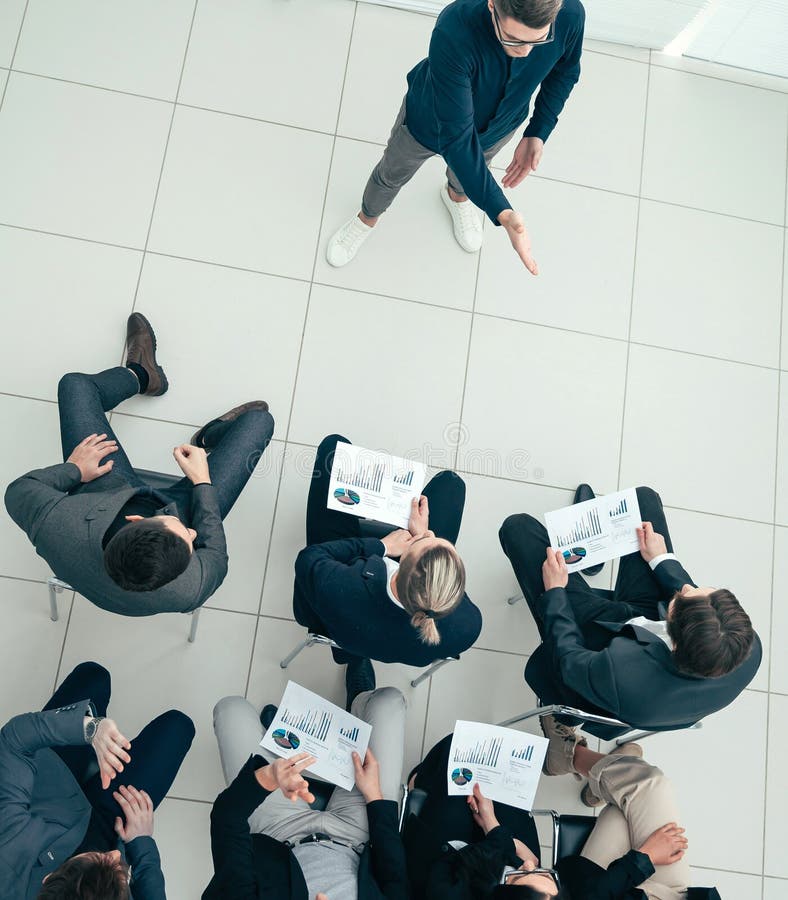 Boss Holds a Working Meeting with the Business Team. Stock Photo ...