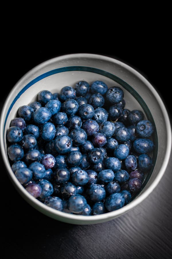 Top View of a Bowl of Blueberries. Clean Just-washed Fruit in Your ...