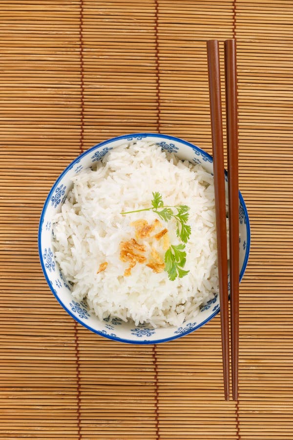 Bowl of Rice with Meat and Herbs Stock Image - Image of brown, white ...