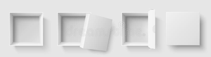 Top View Box. Open Package Square Boxes with Open Cap, Empty Packages ...