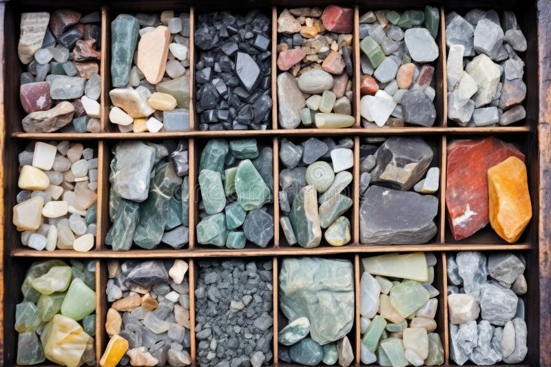 A Top View of a Box of Rock Samples Stock Illustration - Illustration ...