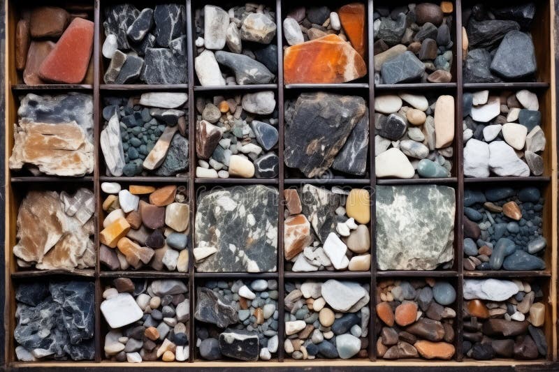 A Top View of a Box of Rock Samples Stock Illustration - Illustration ...