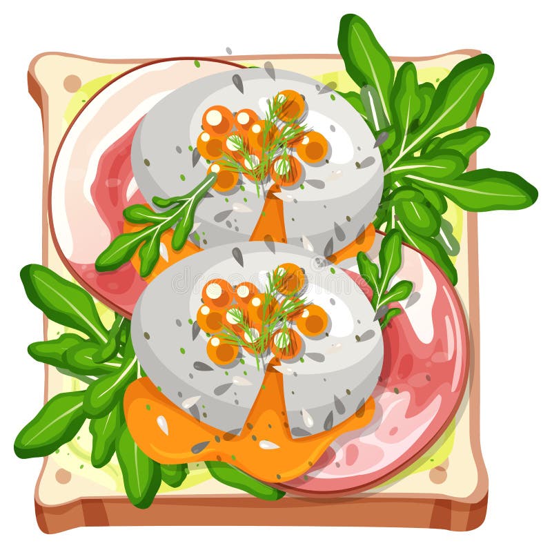 Top View of Bread Breakfast with Topping Stock Vector - Illustration of ...