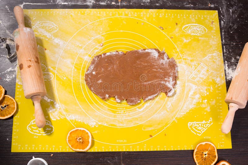 Top View of Breadboard with Gingerbread Cookies Stock Photo - Image of ...