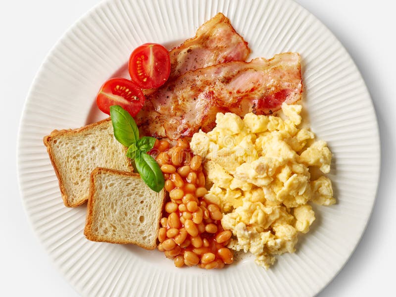 Top View of Breakfast Plate Stock Image - Image of cuisine, cooked ...