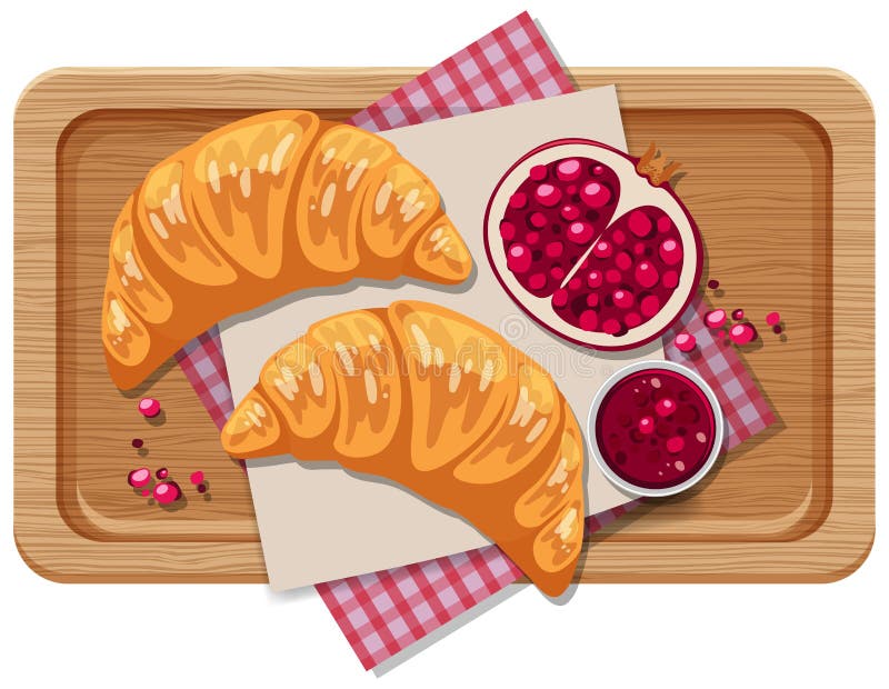 Top View of Breakfast on a Wooden Tray Stock Vector - Illustration of ...