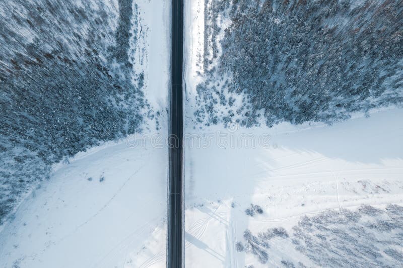 Top View of the Bridge Over the River in Winter. Winter Landscape View ...