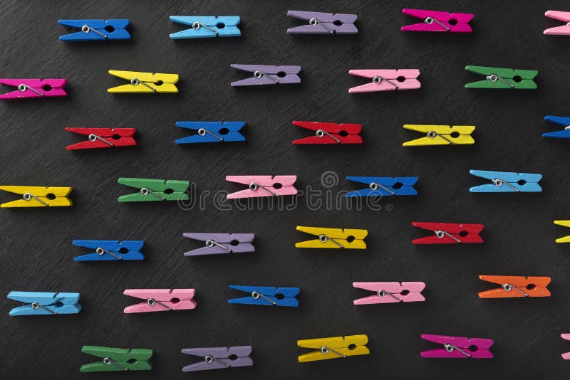 Top View on Bright Multi-colored Clothespins. Black Background Stock ...