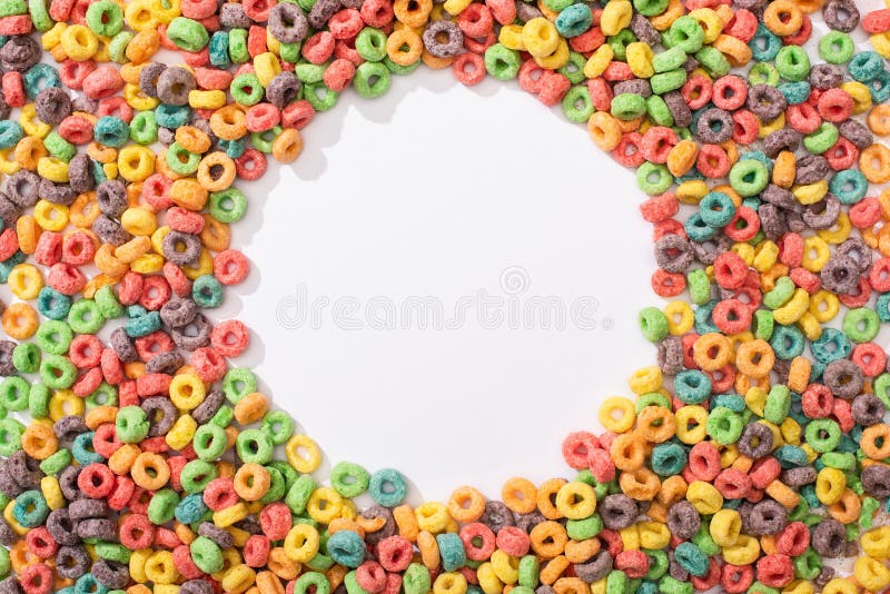Top View of Bright Multicolored Breakfast Cereal Arranged in Round ...