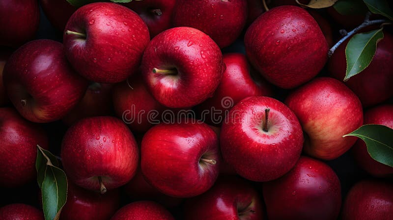 Top View of Bright Ripe Aromatic Red Apples, Background, Texture Stock ...
