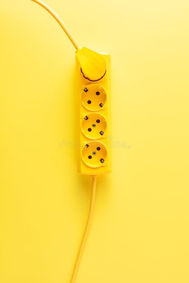 Top View of Bright Yellow Socket Outlet with Plug Stock Image - Image ...