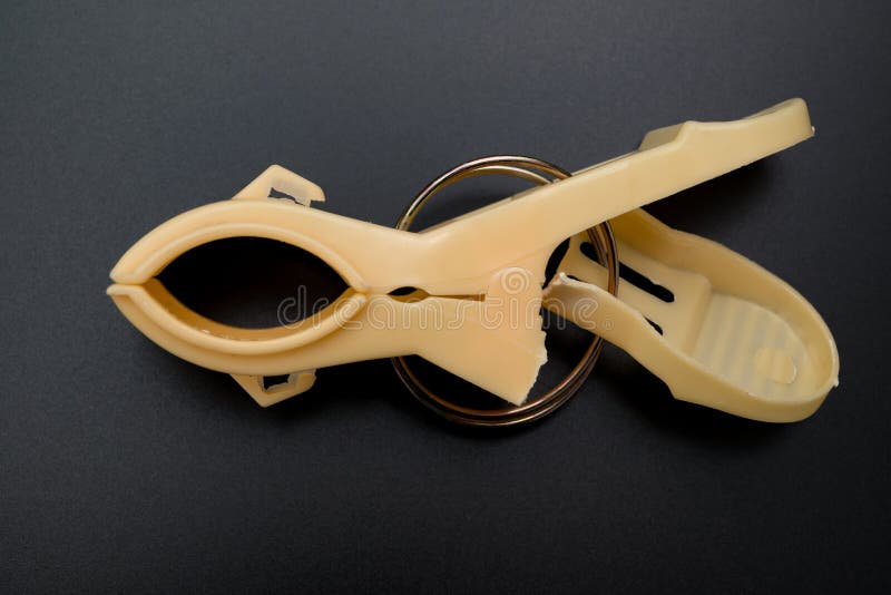 Broken Clothespin or Clothes Rack on White Background, Close Up Shot ...