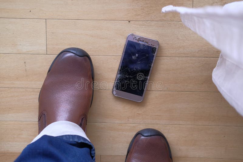 Top View of Broken Smart Phone on Floor Stock Image - Image of concept ...