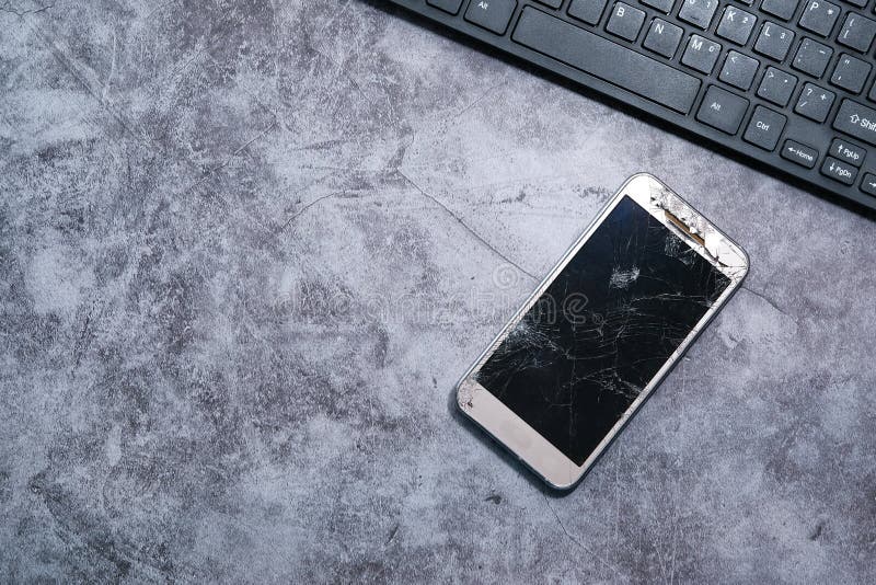 Top View of Broken Smart Phone on Table. Stock Photo - Image of damage ...
