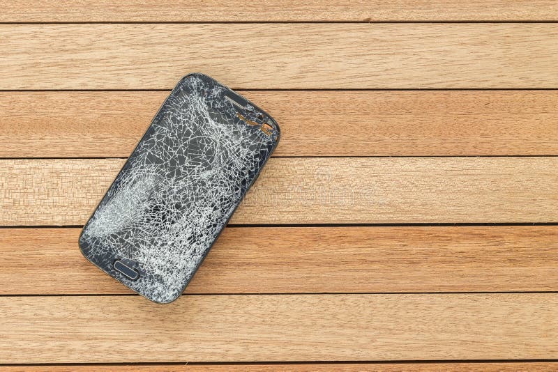 Top View Broken of Smart Phone on Wooden Table Stock Photo - Image of ...